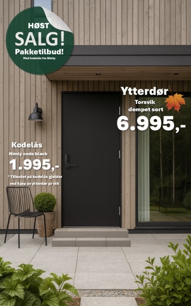 YTTERDØR TORSVIK DEMPET SORT - KAMPANJE NÅ KR.6.995,- | Vinduer og ...